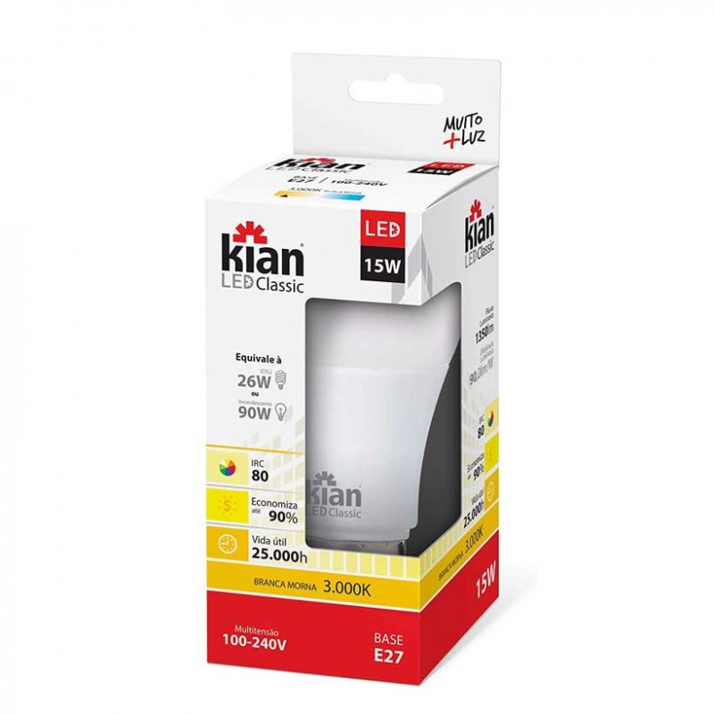 Lâmpada Led Bulbo Kian 15w 3000k Bivolt